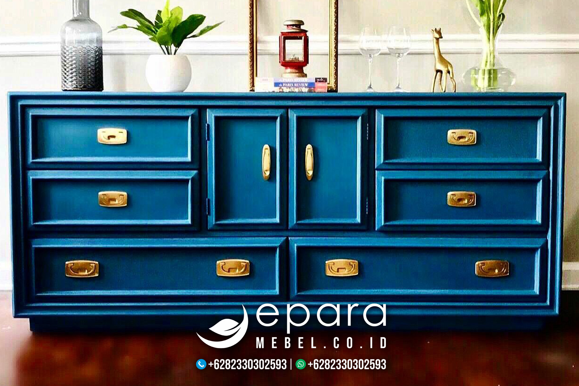 Jual Meja Sonsole Jati Modern Warna Biru Mewah JM-1648 | Jepara Mebel