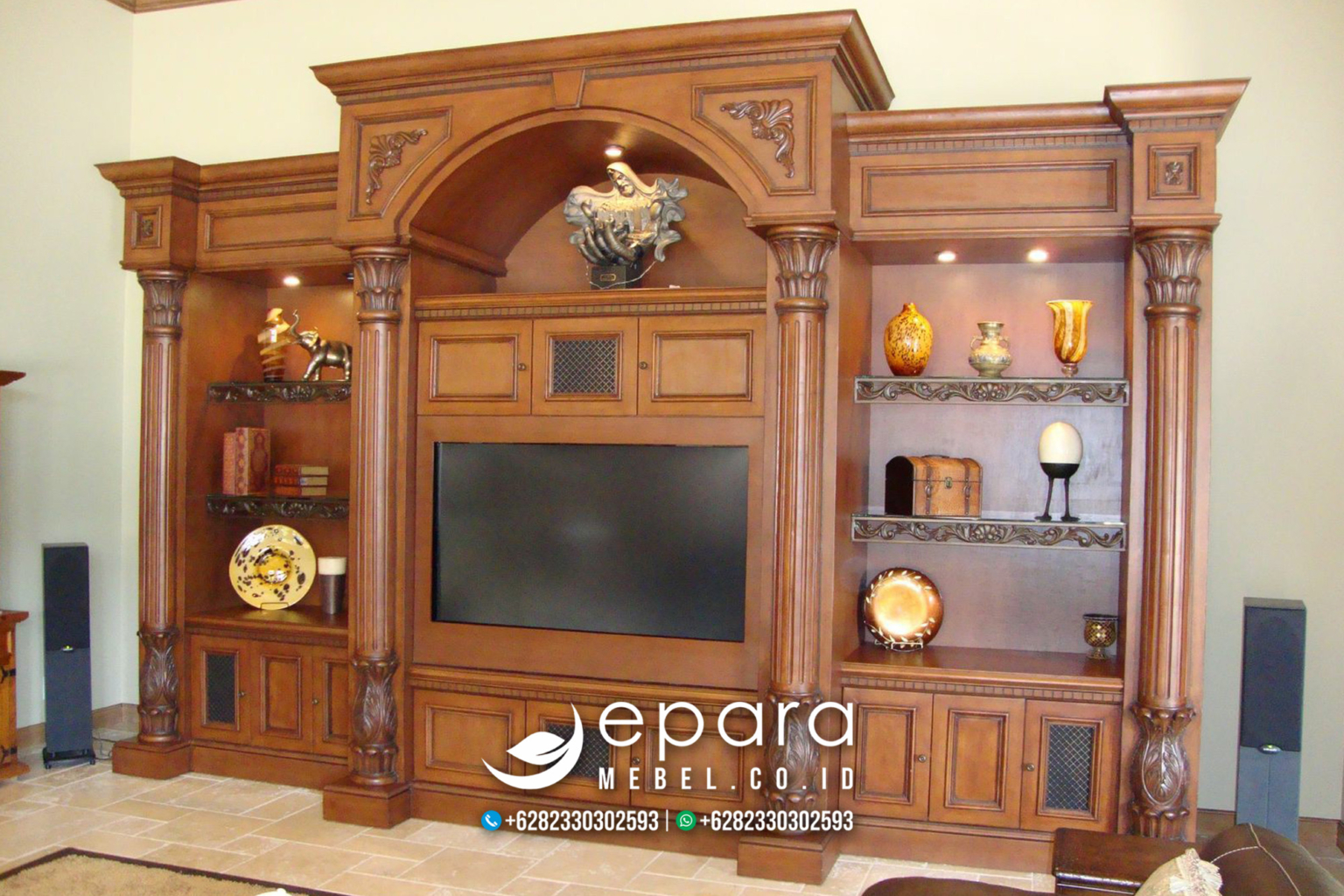 Lemari Bufet TV Kayu Jati Model Klasik JM-2714 - Jepara Mebel