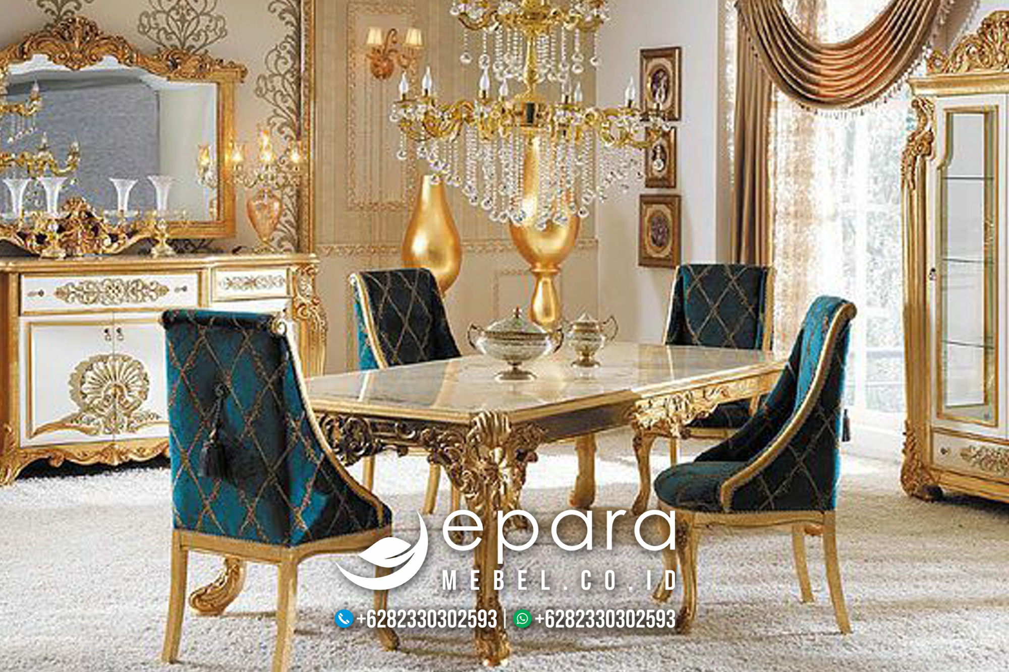 Design Meja Makan Set Kursi Klasik Mewah Modern JM-2427 | Jepara Mebel