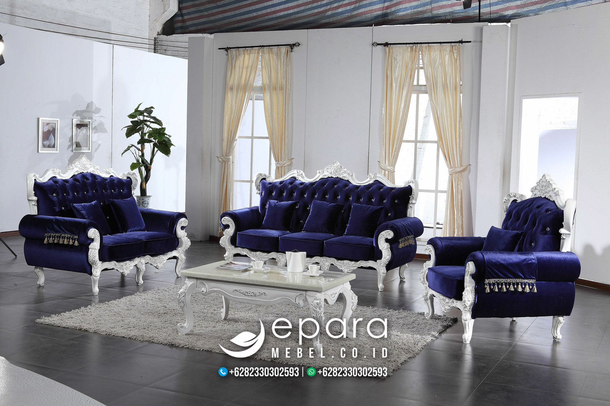 Model Sofa Tamu Putih Mewah Desain Terbaru JM-3236 - Jepara Mebel