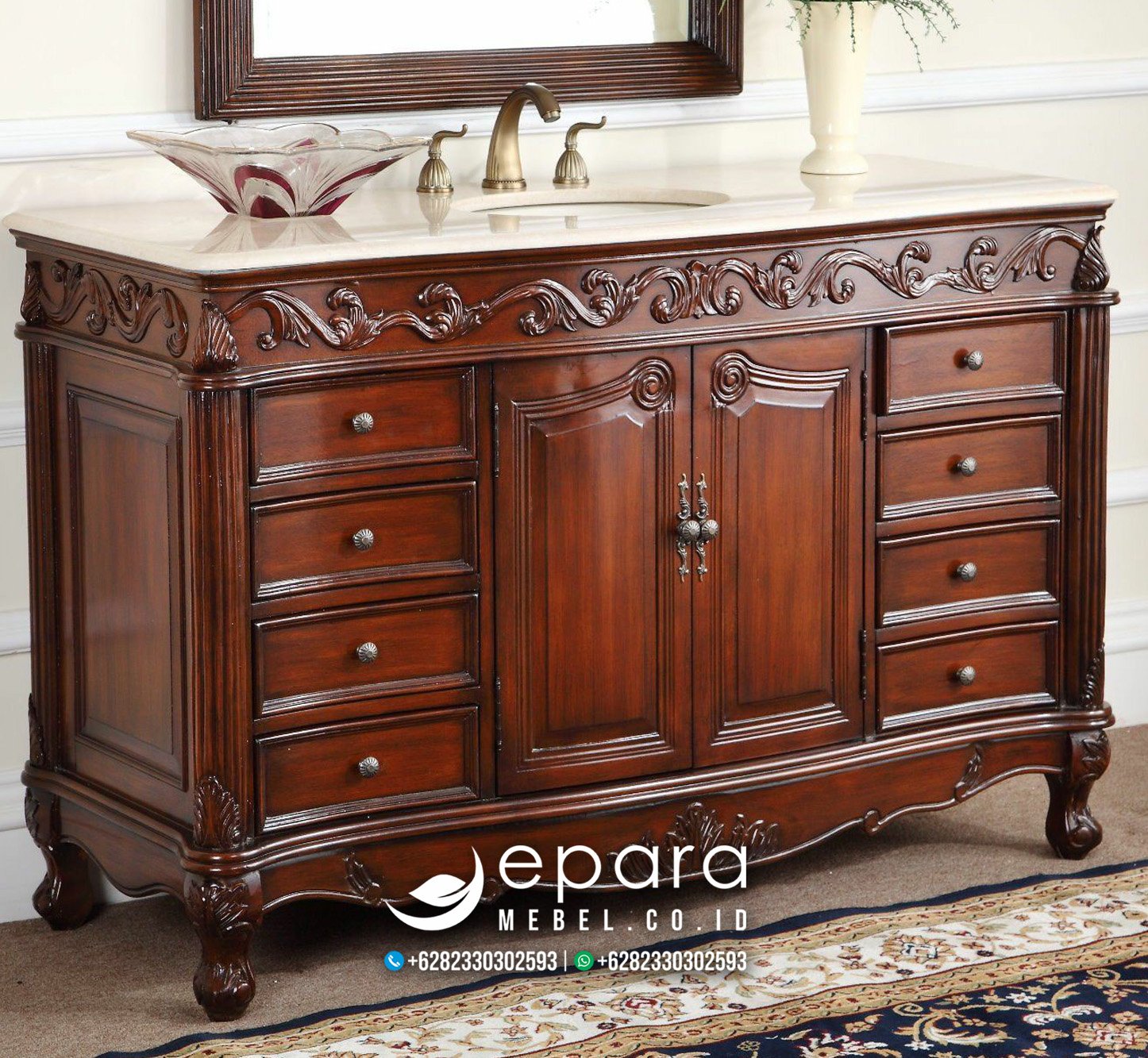 Meja Konsol Jepara Style Ukiran Klasik Natural JM-3546