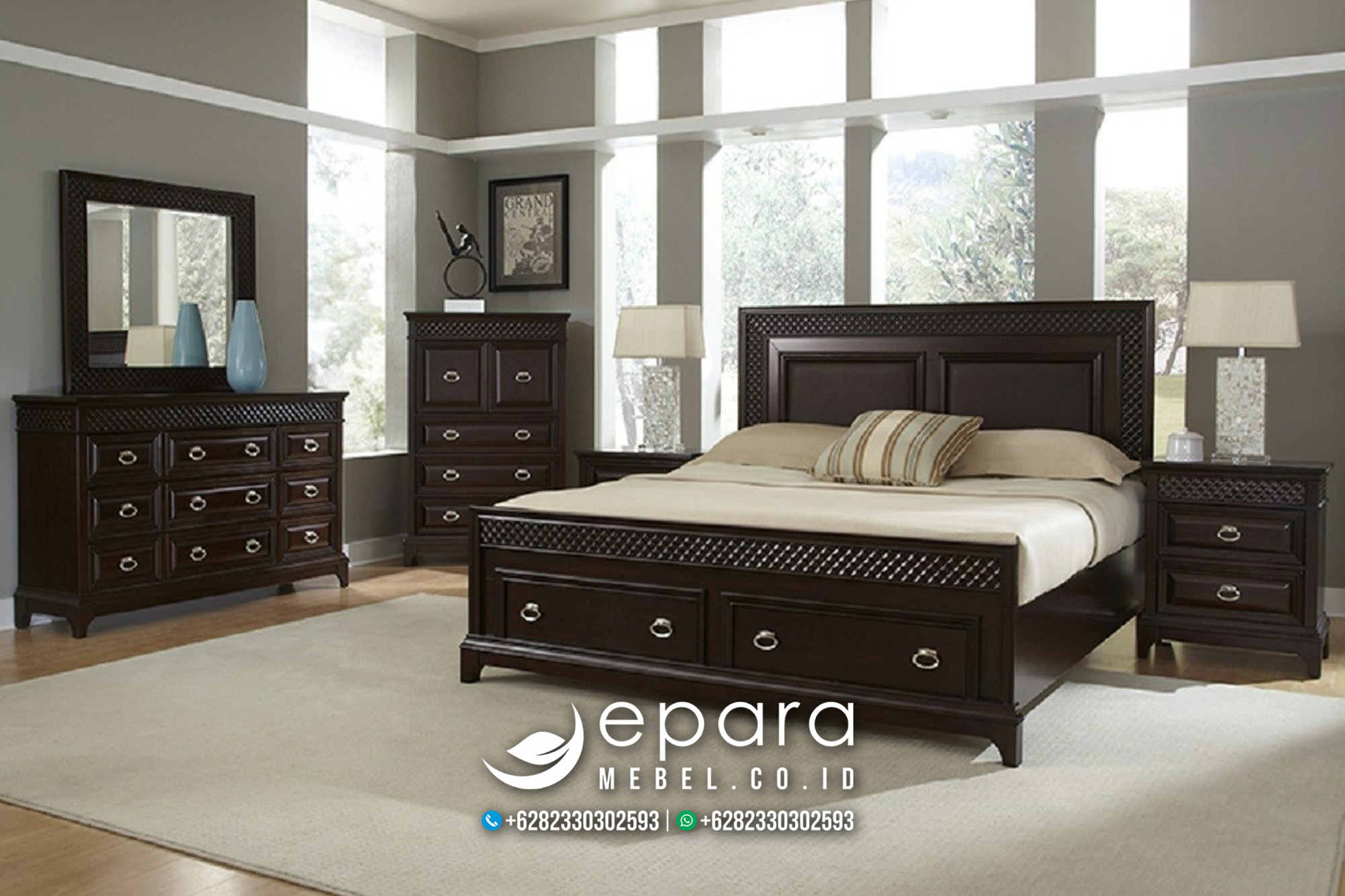 Jual Tempat Tidur Mewah Desain Model Minimalis JM-3492 - Jepara Mebel