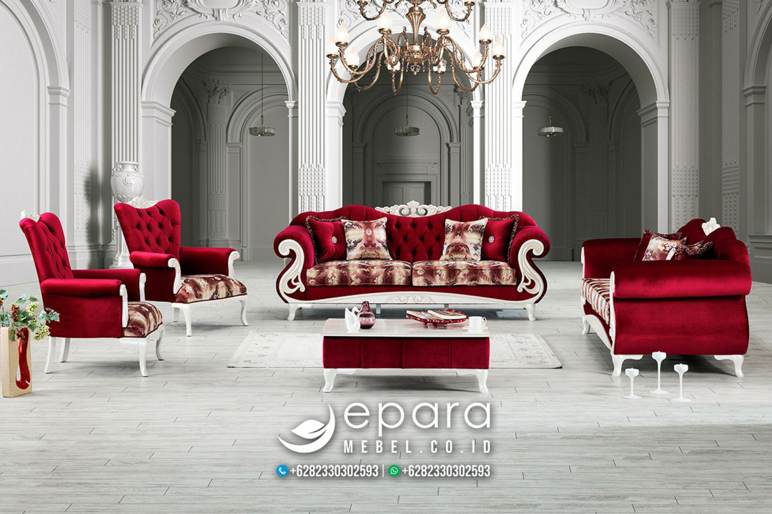 Desain Sofa Tamu Modern Putih Mewah Klasik JM-3617 | Jepara Mebel