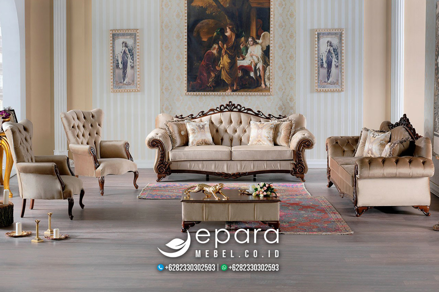 Sofa Tamu Mewah Klasik Jepara Model Ukiran JM-3618 - Jepara Mebel